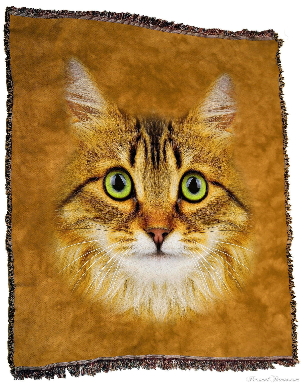 Longhaired Tabby Cat Face Throw Blanket - PersonalThrows